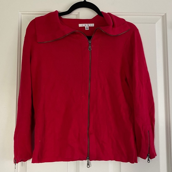 CAbi | Sweaters | Cabi 285 Red Zip It Asymmetrical Sweater Medium ...